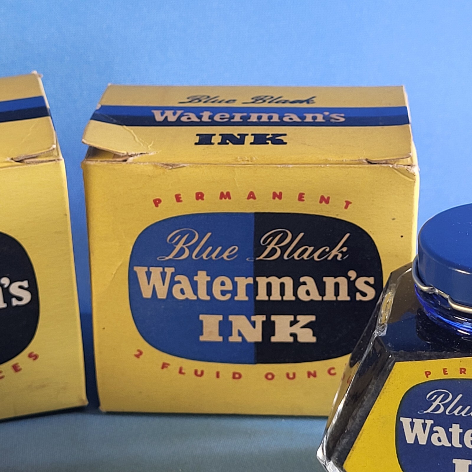 VINTAGE FULL WATERMAN'S INK BOTTLE IN ORIGINAL BOX Lot Of 2 New | eBay