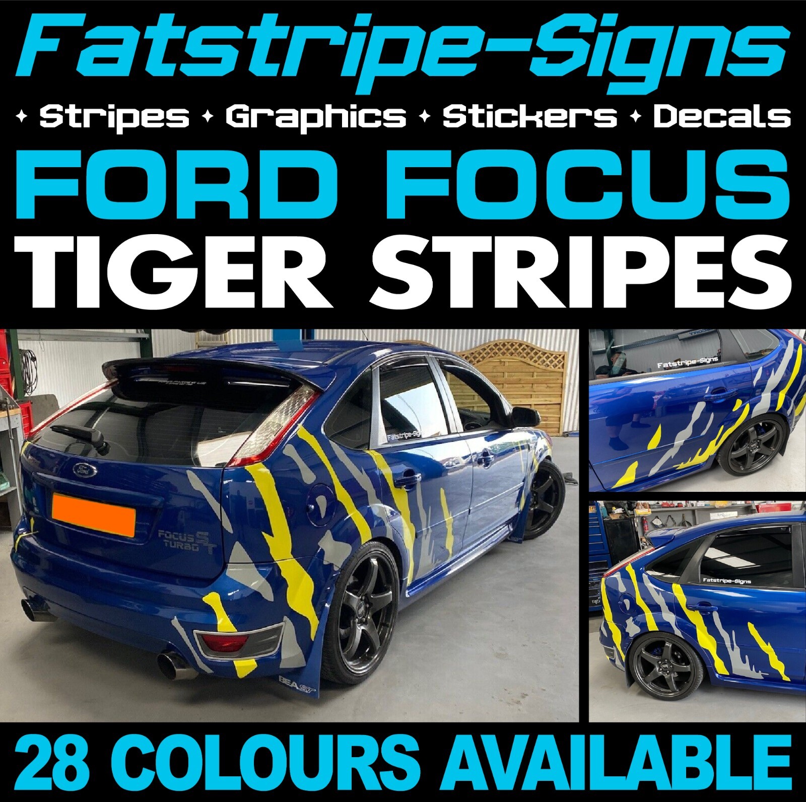 to fit FORD FOCUS MK2 TIGER STRIPES GRAPHICS STICKERS DECALS ZETEC ST ...