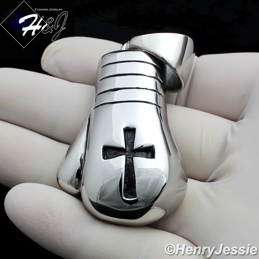 30"Stainless Steel 9mm Silver Box Chain Necklace Boxing Glove Cross ...
