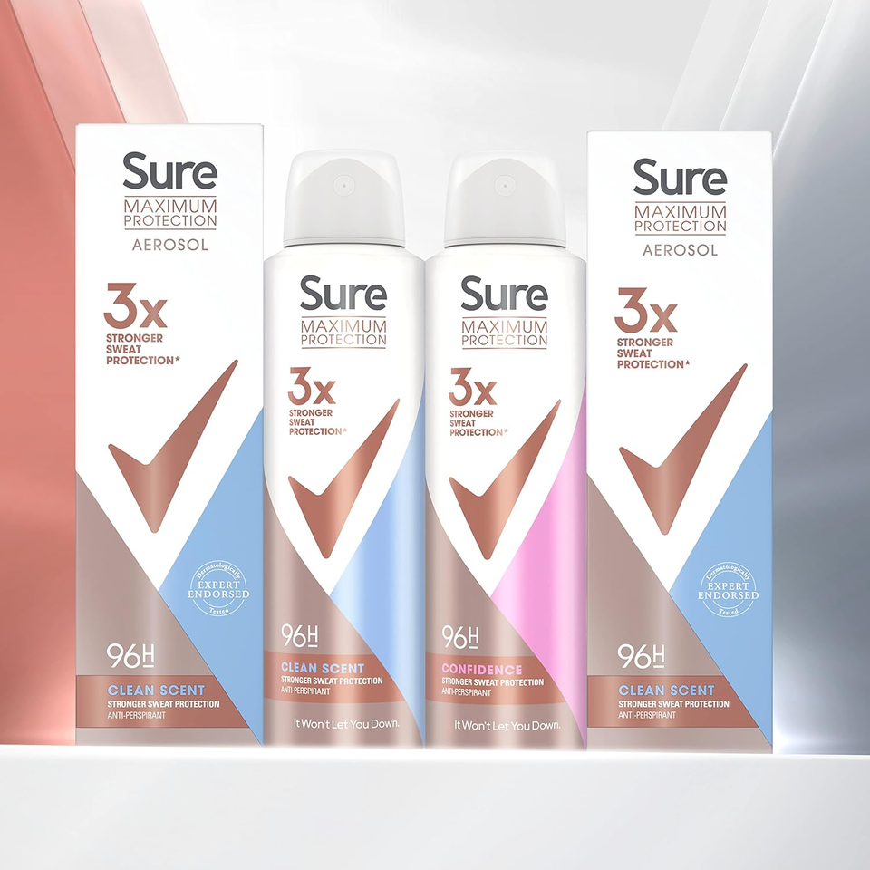 Sure Maximum Protection Clean Scent Anti-Perspirant Deodorant Aerosol ...