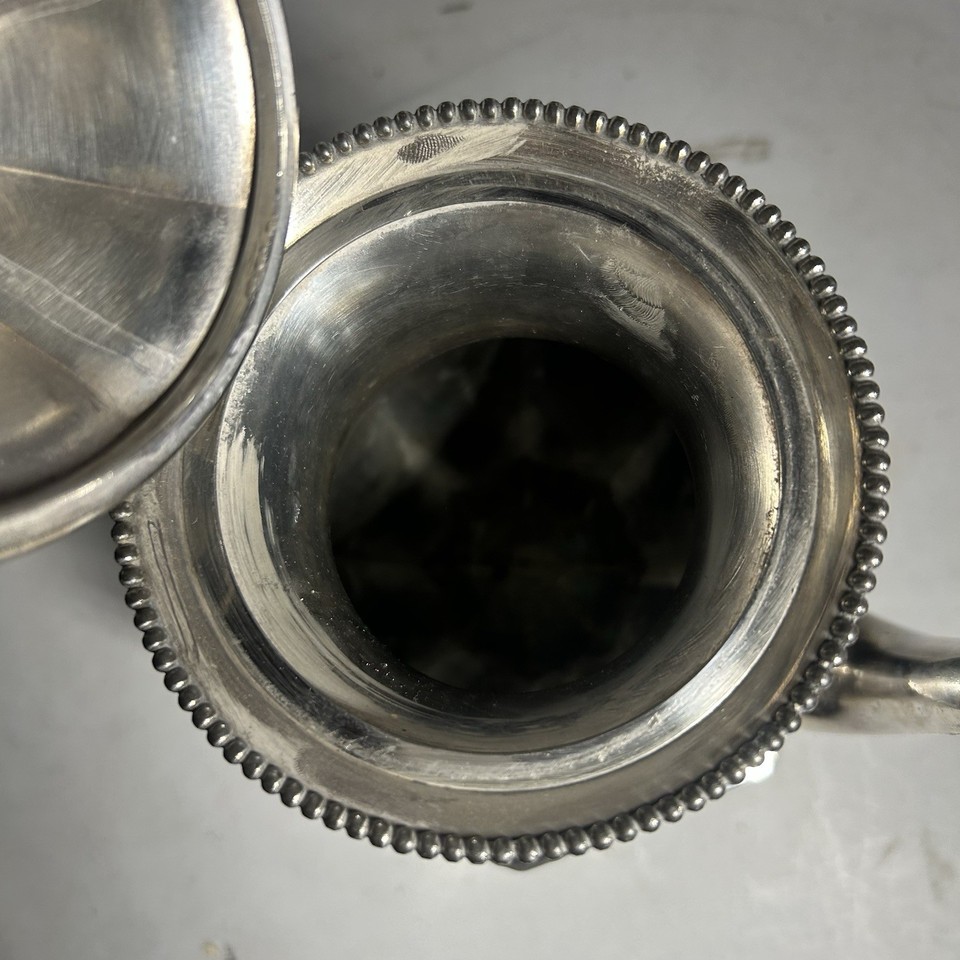 Antique James W. Tufts Silver Plate Coffee Pot Beaded With Wood Handle ...