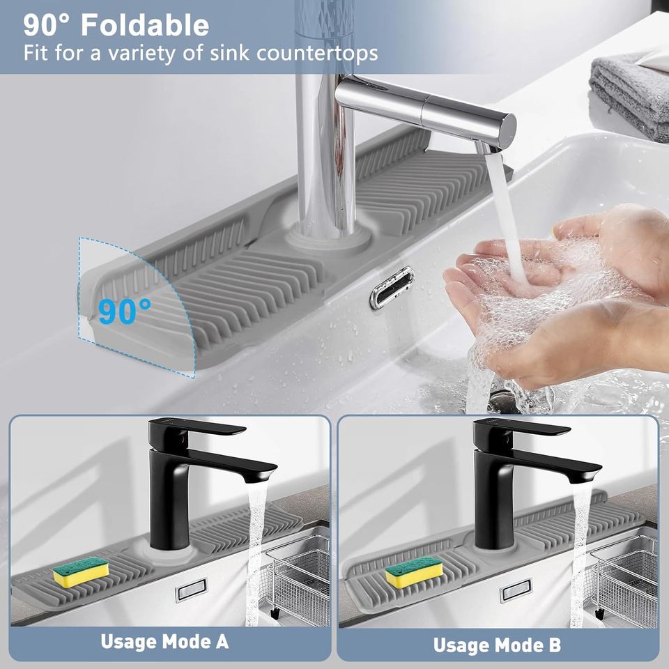Kitchen Sink Splash Guard, 7° Slope Faucet Mat for Kitchen Sink Mat ...
