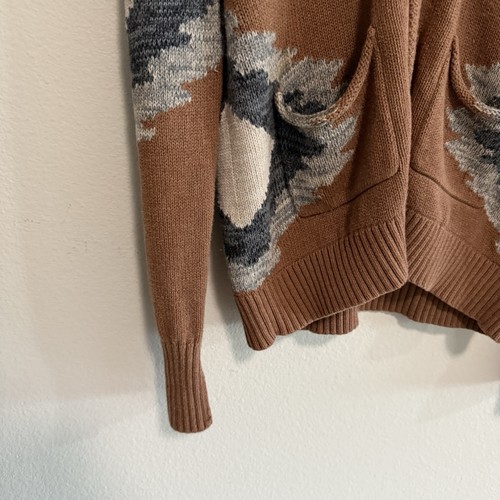 Pendleton Southwest Aztec Brown Cotton Shawl Knit Cardigan Size Medium ...