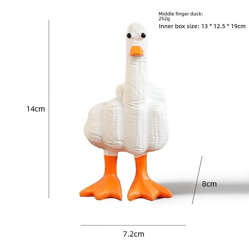 Funny Duck You Middle Finger Duck Resin Statue Desk Office Novelty ...