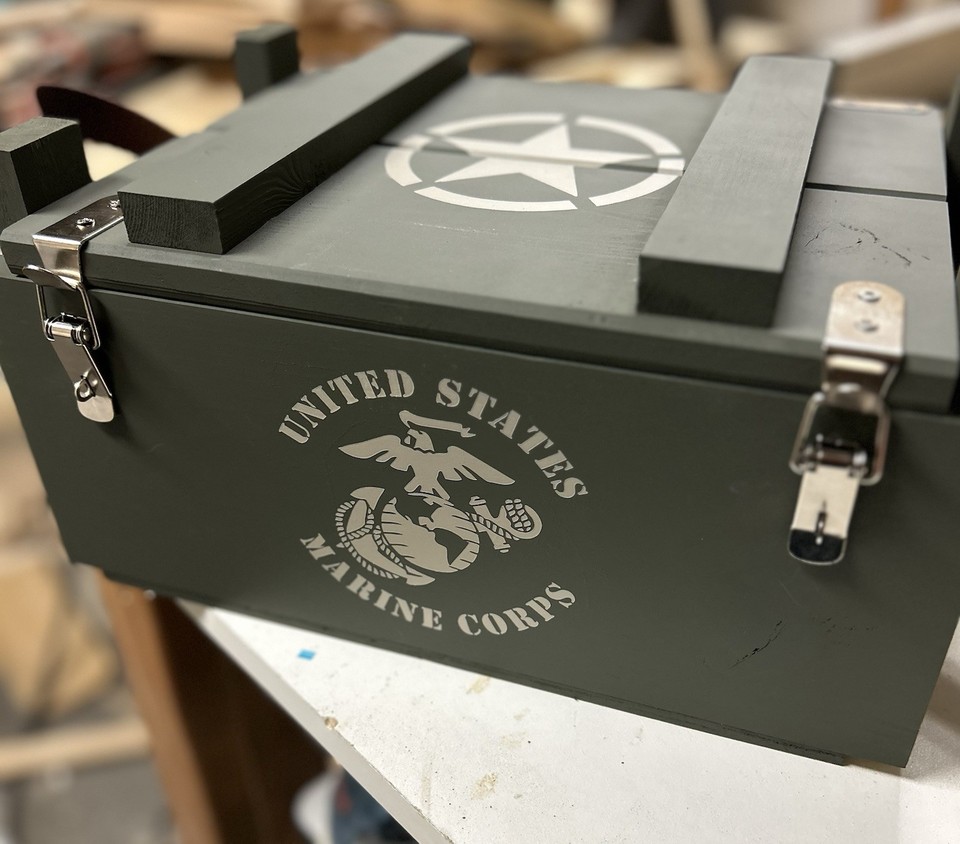 USMC Ammo Box – Handcrafted Wood Military Crate – Gift for Marines ...