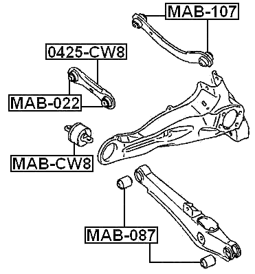 Bushing, Rear Trailing Arm Fits Peugeot 1611856180, 4120A125, 4120A166 ...