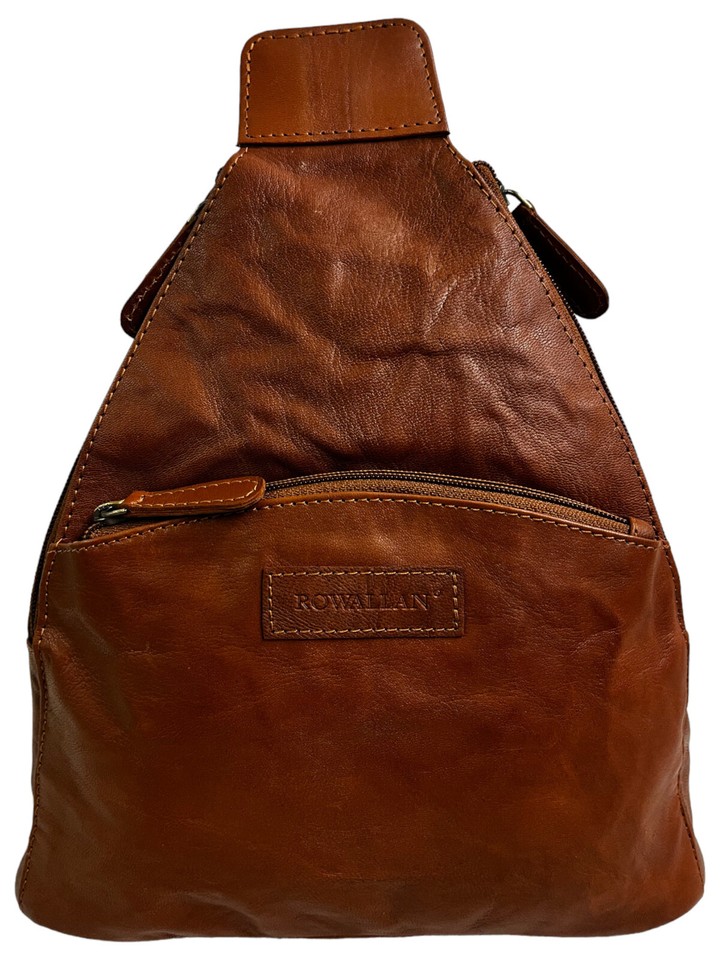 Rowallan Scotland Small Rustic Tan Leather Distressed Rucksack Backpack ...