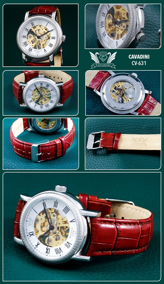 Cavadini Pollux Hand Wound Unisex Watch Skeletonized, Glass Bottom ...