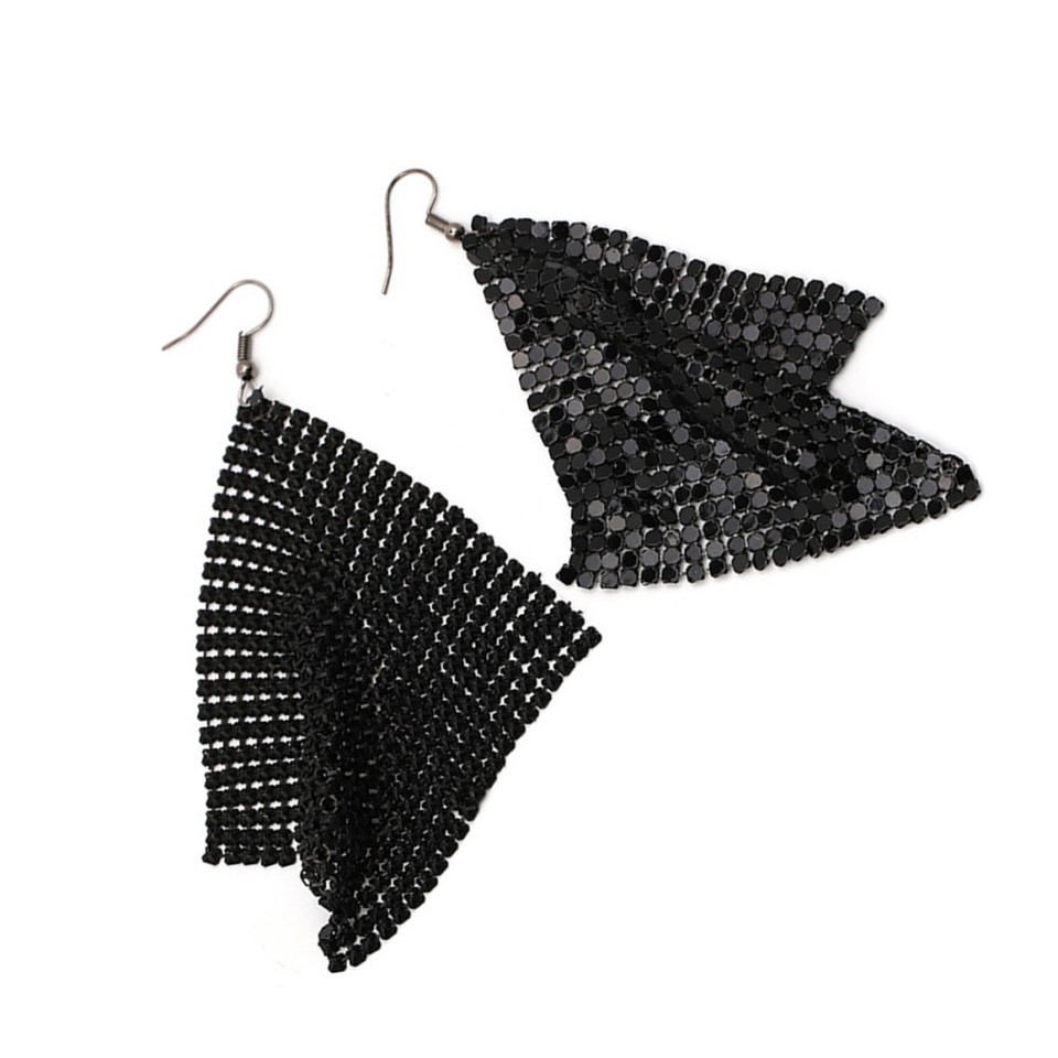 Black Sequin Earrings Exaggerated Tassel Dangle Earrings Women Gift ...