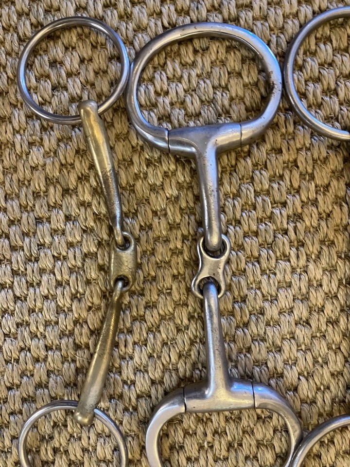 Bits - selection 5" - 5.5" snaffle, sweet iron, nickle, some with ...