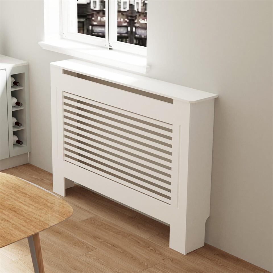Modern Slatted Radiator Cover Heating Cabinet Solid Mdf White Extra ...
