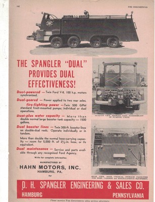 1949 Spangler Dual Fire Engine - Hahn Motors - original ad - Hamburg PA ...