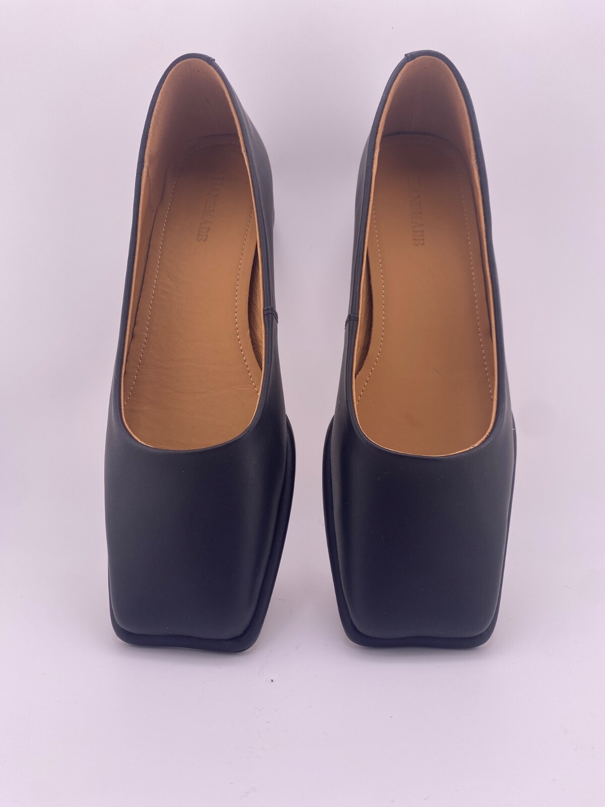 TinaCus Women's Genuine Leather Handmade Square Toe Low Block Heels ...