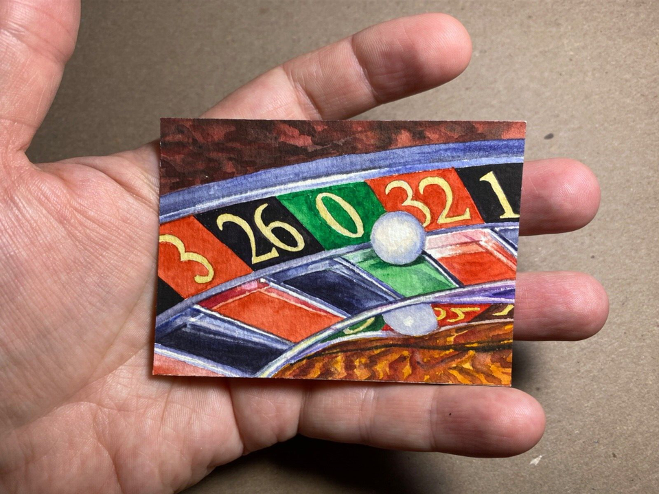 Watercolor Painting Casino Las Vegas Game Roulette ACEO Art No.225 | eBay