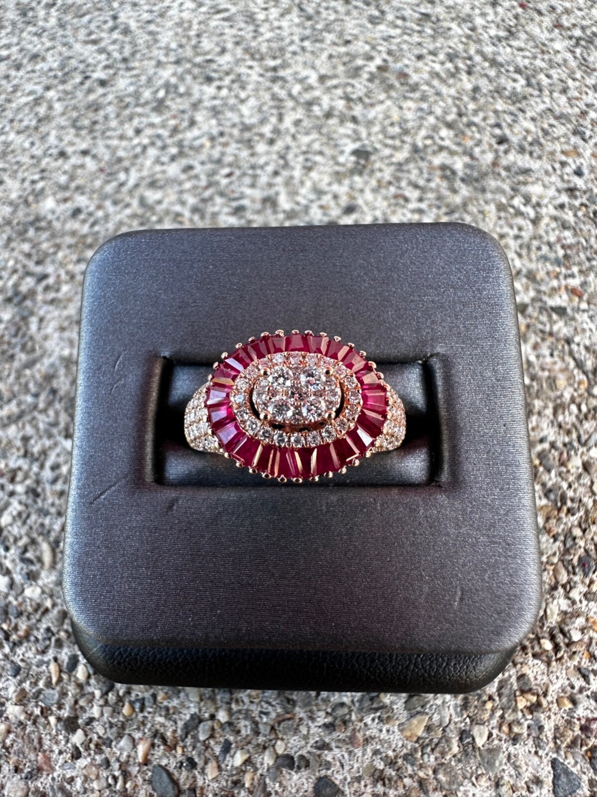 Effy 14K Rose Gold Ruby 1-5/8cttw & Diamond 5/8cttw Baguette Cluster ...