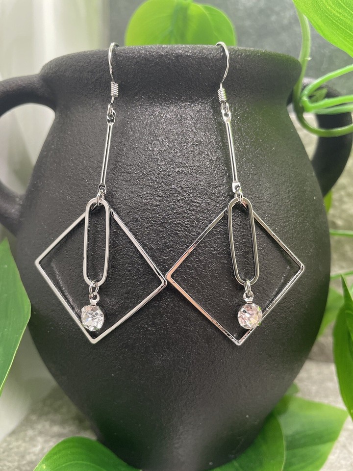 3” Earring Set Silver-tone Exaggerated Dangle Drop New Free Ship A3572 ...