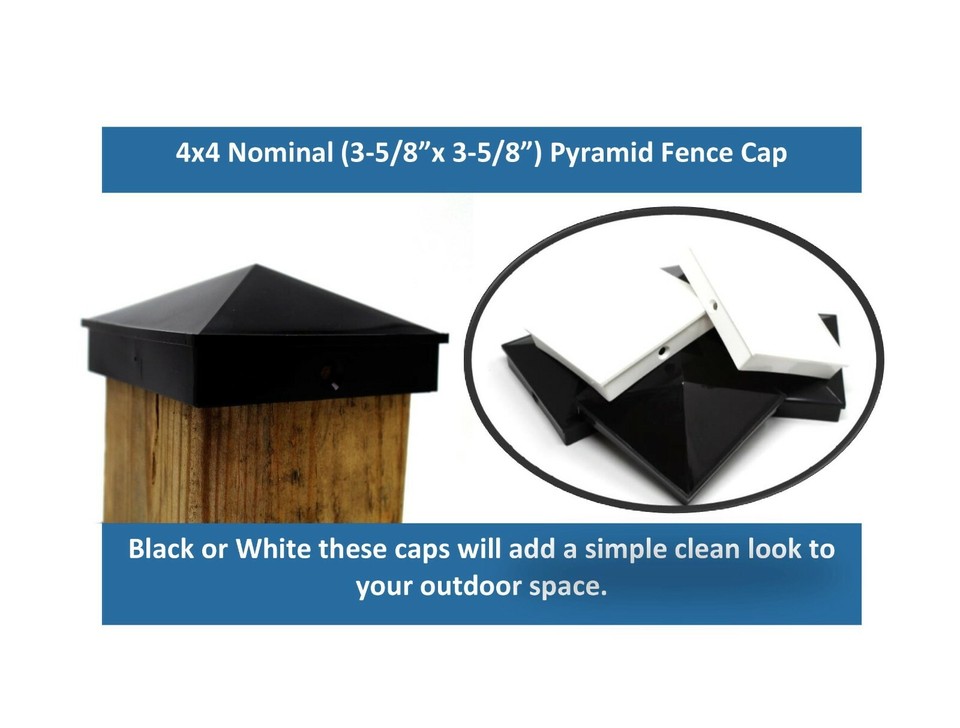 Plastic Pyramid 4x4 Nominal (3-5/8"x3-5/8") Fence Post Cap with Pre ...