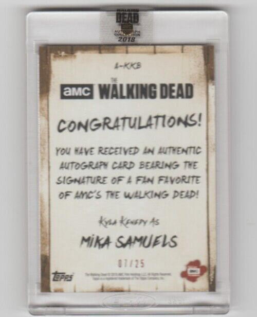 WALKING DEAD AUTOGRAPH COLLECTION KYLA KENEDY/MIKA AUTO #/25 A-KKB HTF ...