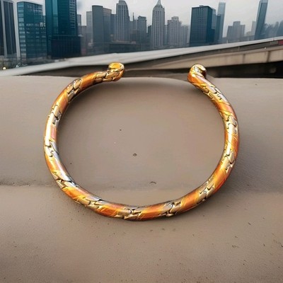 Vintage Mixed Tri Metal Copper Brass Textured Braided Bangle Open ...