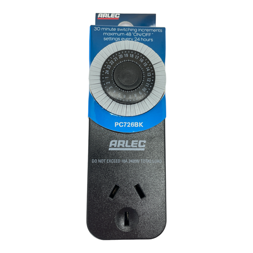 Arlec 24 Hour Slimline Timer 240v Indoor 30 Minute Intervals 10AMP ...
