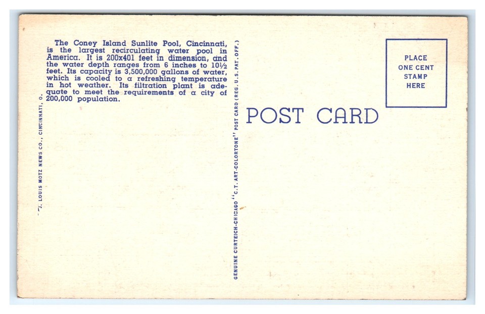 CINCINNATI, OH Postcard - 11 SUNLITE POOL CONEY ISLAND CINCINNATI | eBay