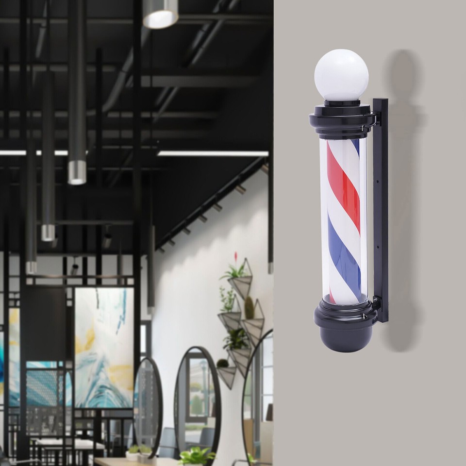 32" Barber Pole Light Rotating Sign Light Hair Salon Shop Rainproof for ...
