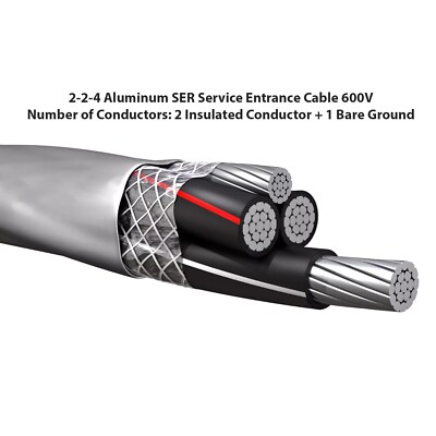 100' 2-2-4 Aluminum SER Service Entrance Cable Gray (100 Amp) 600V | eBay