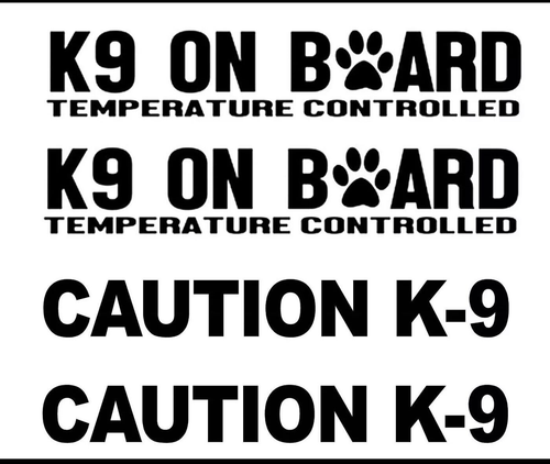 Caution K9 Four 8" Black Vinyl Decals Car Truck Van Windows Camper SUV ...
