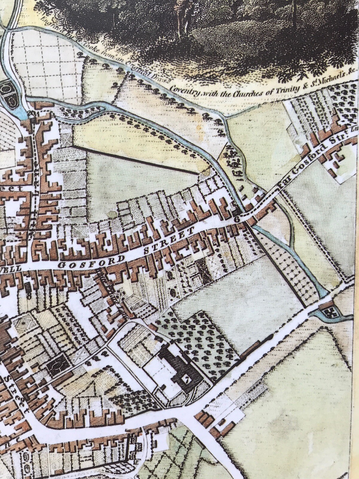 Old Antique Victorian colour map Coventry, England: 1800's: 12" x 9 ...