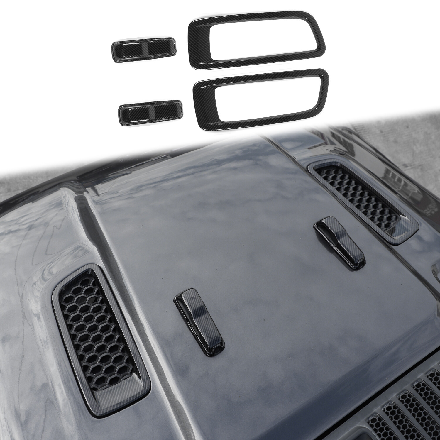 Carbon Fiber Car Engine Hood Hinge Cover Trim Bezels For Jeep Wrangler ...