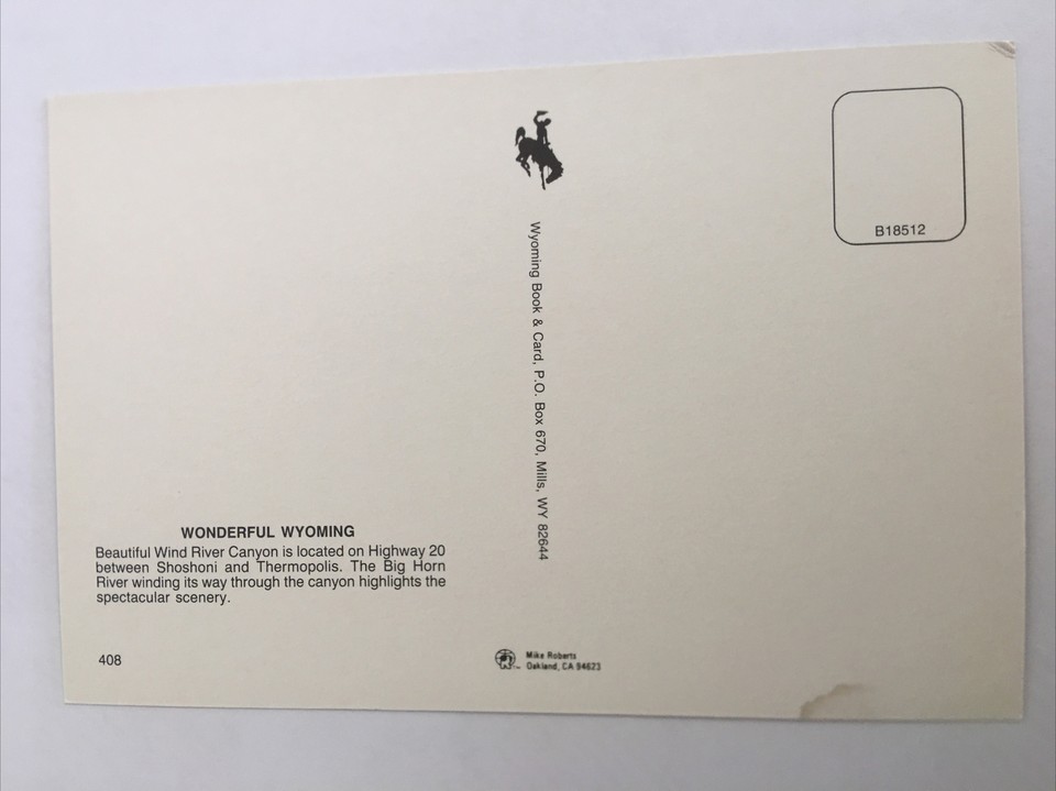 Wind River Canyon And Big Horn River Wyoming Postcard | eBay