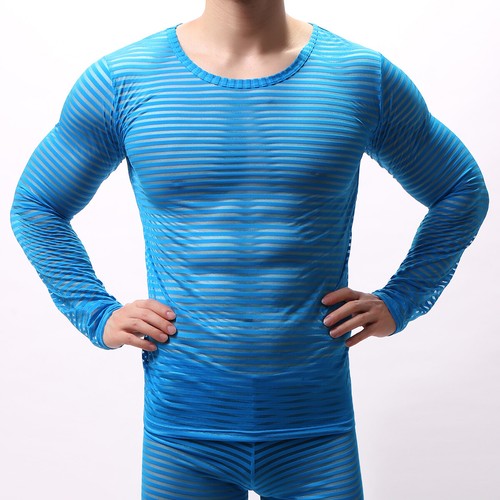 Men See Through Tank Top Striped Sheer Vest Clubwear Muscle T-Shirt ...