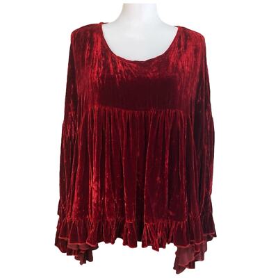 Heart's Desire Velvet Poet Top Women's Size Large Red Velvet Flowy ...