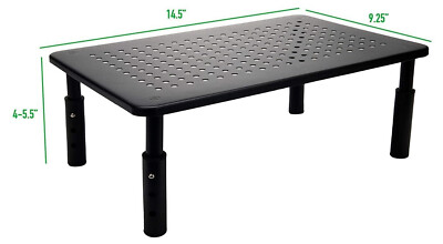 Adjustable height Ventilated Metal Platform Monitor Stand Black (2 Pack ...