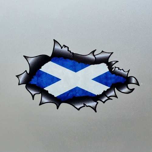 Scottish Flag Ripped Carbon Fibre Oval Vinyl Sticker Decal For Car Van ...