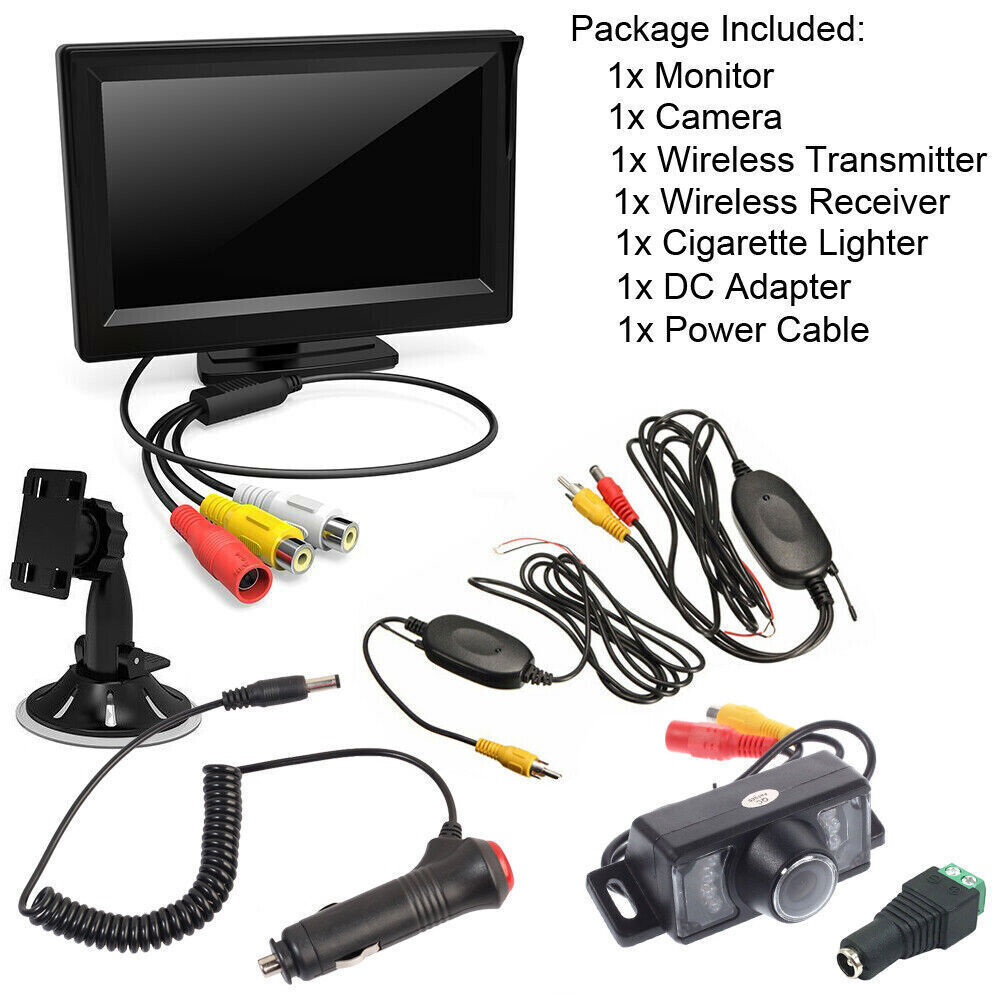 Wireless Car Camera Monitor Rear View Reversing Parking System IR Night ...