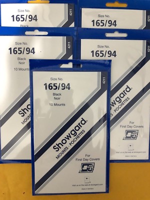 SHOWGARD STAMP MOUNTS - 165/94 ( BLACK ) - FIRST DAY COVERS #6 - 5 PACK ...