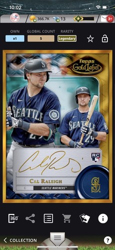 Topps Bunt Gold Label 23 Legendary Gold Framed Signature Cal Raleigh ...