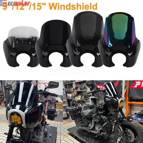 Headlight Fairing Windshield Kit For Harley Softail Fat Bob FXFB FXFBS ...