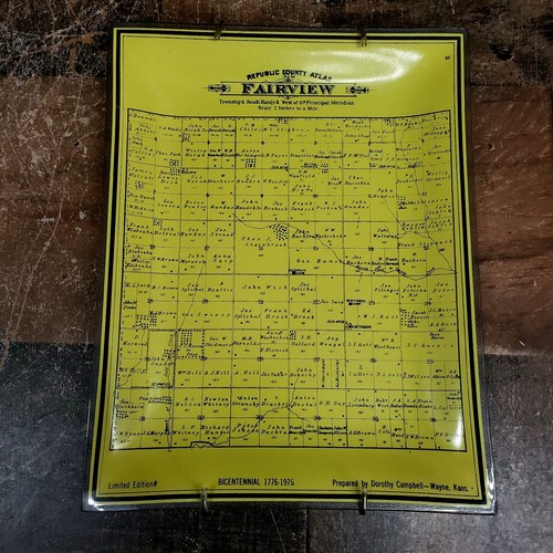 Vintage Rare Historic Republic County Kansas Fairview Township Map Plat ...