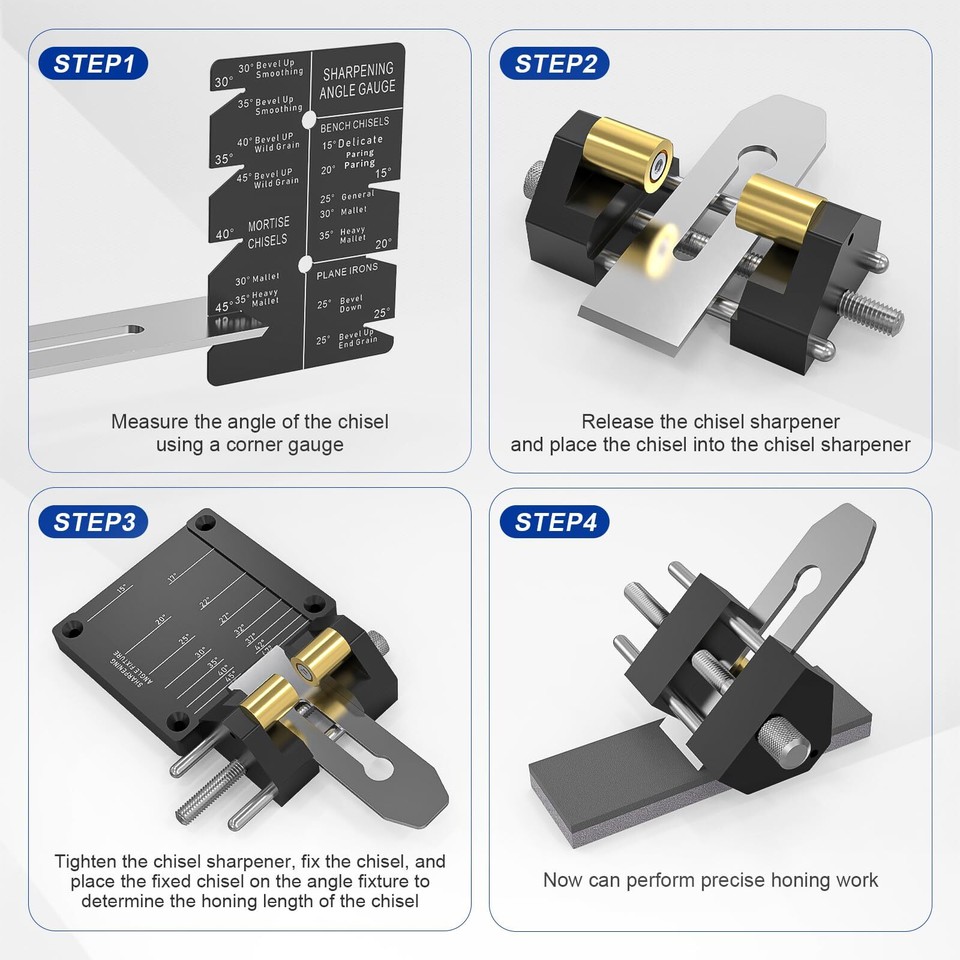 Precise Chisel Sharpening Jig Kit Honing Guide System for Woodworking ...