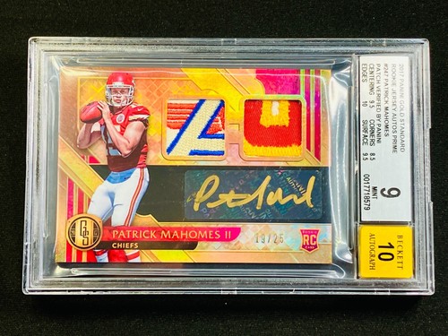 2017 PANINI PATRICK MAHOMES LOGO PATCH RPA AUTO GOLD STANDARD BGS 9/10 ...