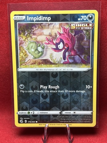 2021 Pokemon Card **Impidimp** Fusion Strike Set 176/264 Reverse Holo ...