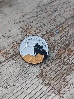 Certified Cat Lady Enamel Pin Badge Crazy Cat Lady White Black Ginger ...