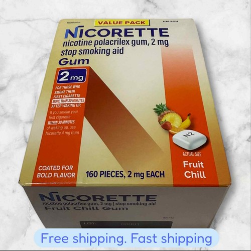 Nicorette 2mg Stop Smoking Aid Gum Fruit Chill 160ct EXP06/2026+ NEW ...