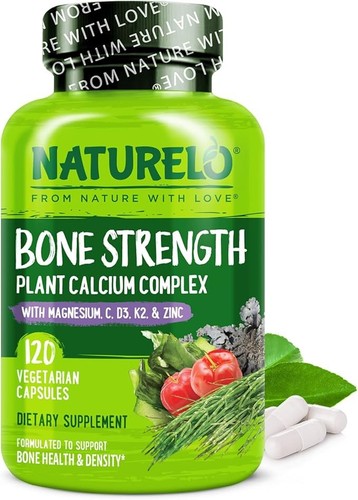NATURELO Calcium for Bone Strength – 120 Capsules | Plant-Based Calcium ...