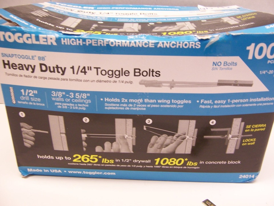 SnapToggle BB High Performance Anchors Toggler Bolt ¼”- 20 Quantity 42 ...