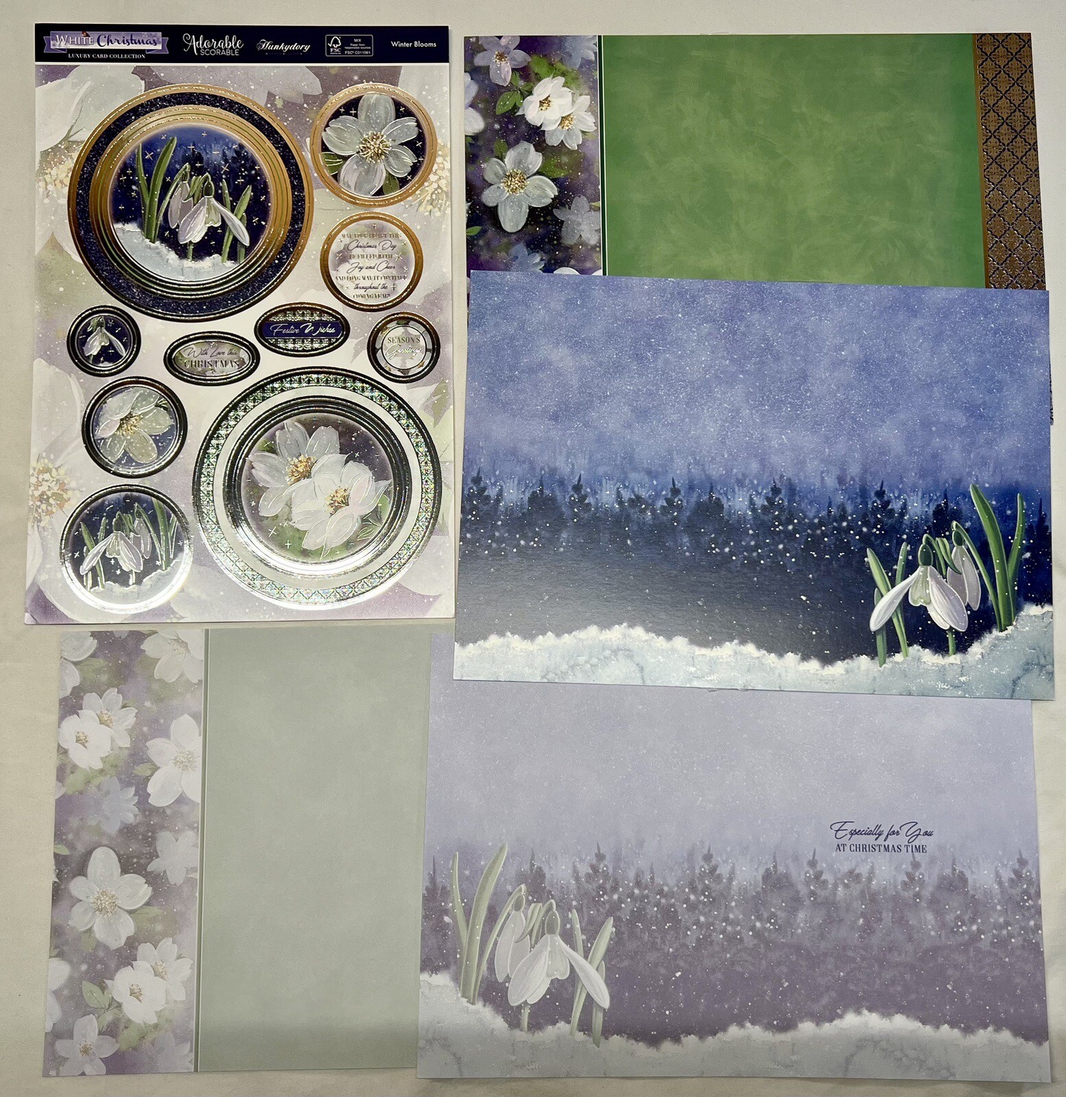 6 Sets HUNKYDORY - White Christmas - Luxury Card Collection Card Making ...