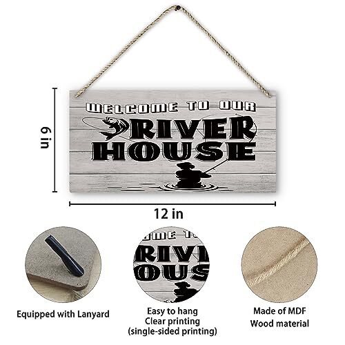 Rive House DecorWelcome to Our River House Wood Plaque Sign Hanging ...