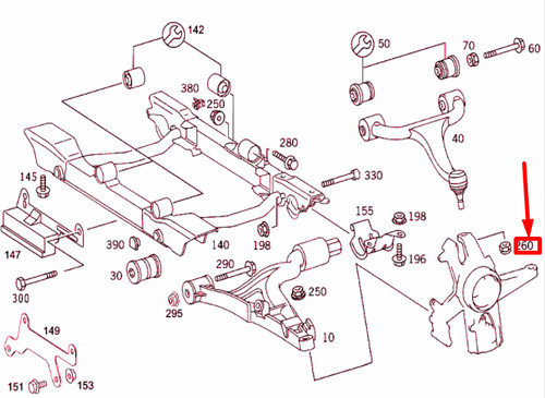 MB ML W163 FRONT UPPER TRANSVERSE CONTROL ARM NUT A1633330172 NO DUTY ...